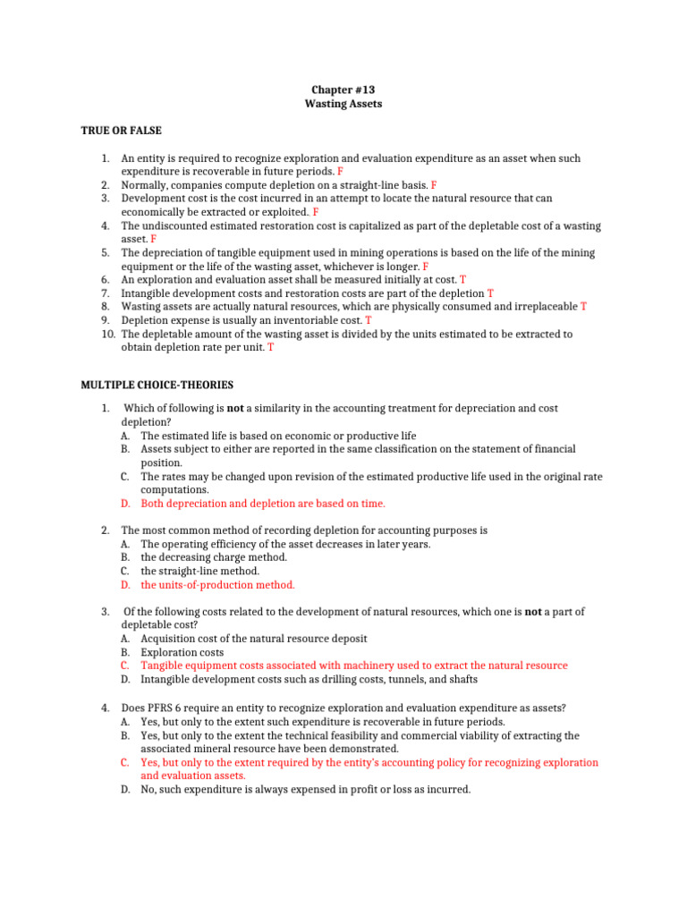 13 Chapter 13 Wasting Assets | PDF | Depreciation | Expense