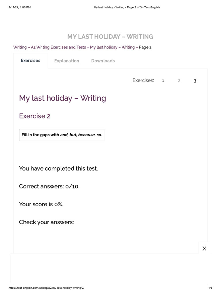 My Last Holiday Writing Exercise | PDF