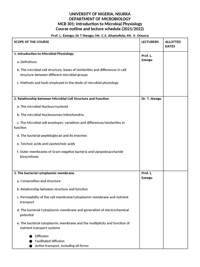 MCB 301: Microbial Physiology Outline | PDF | Repressor | Bacteria