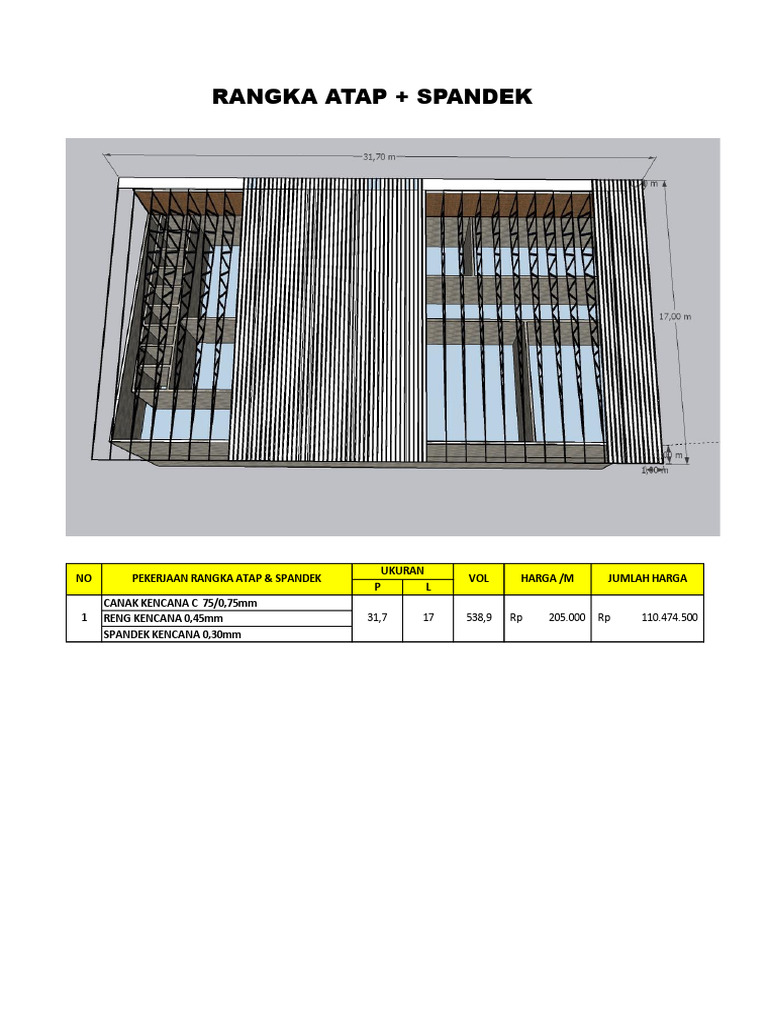 Gambar & Rab Rangka Atap Pondok Mangli | PDF