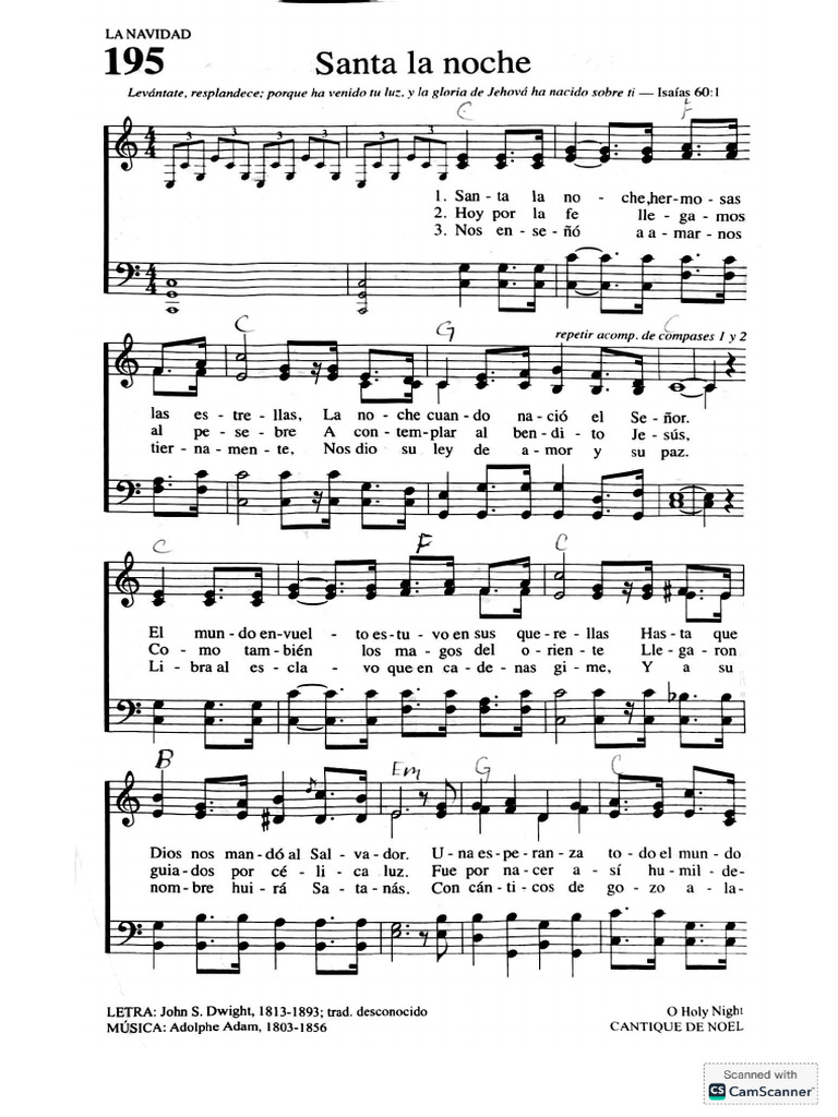 Santa La Noche-Himno Navideño | PDF