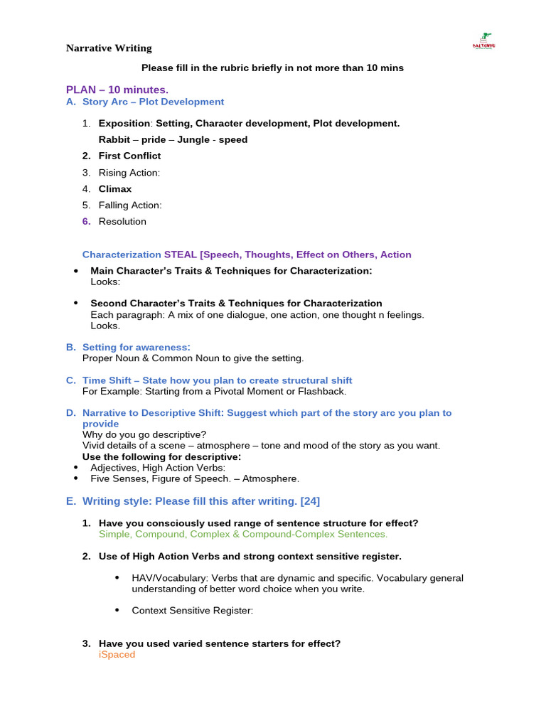Narrative Rubric - Simple | PDF