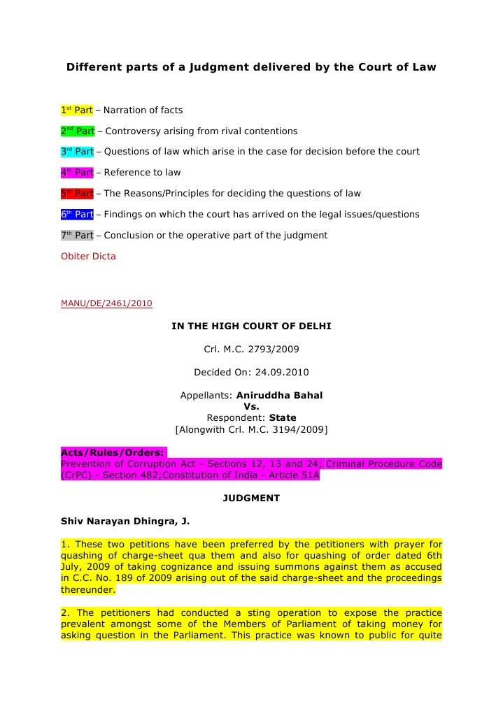 Understanding Court Judgment Components | PDF | Witness | Bribery