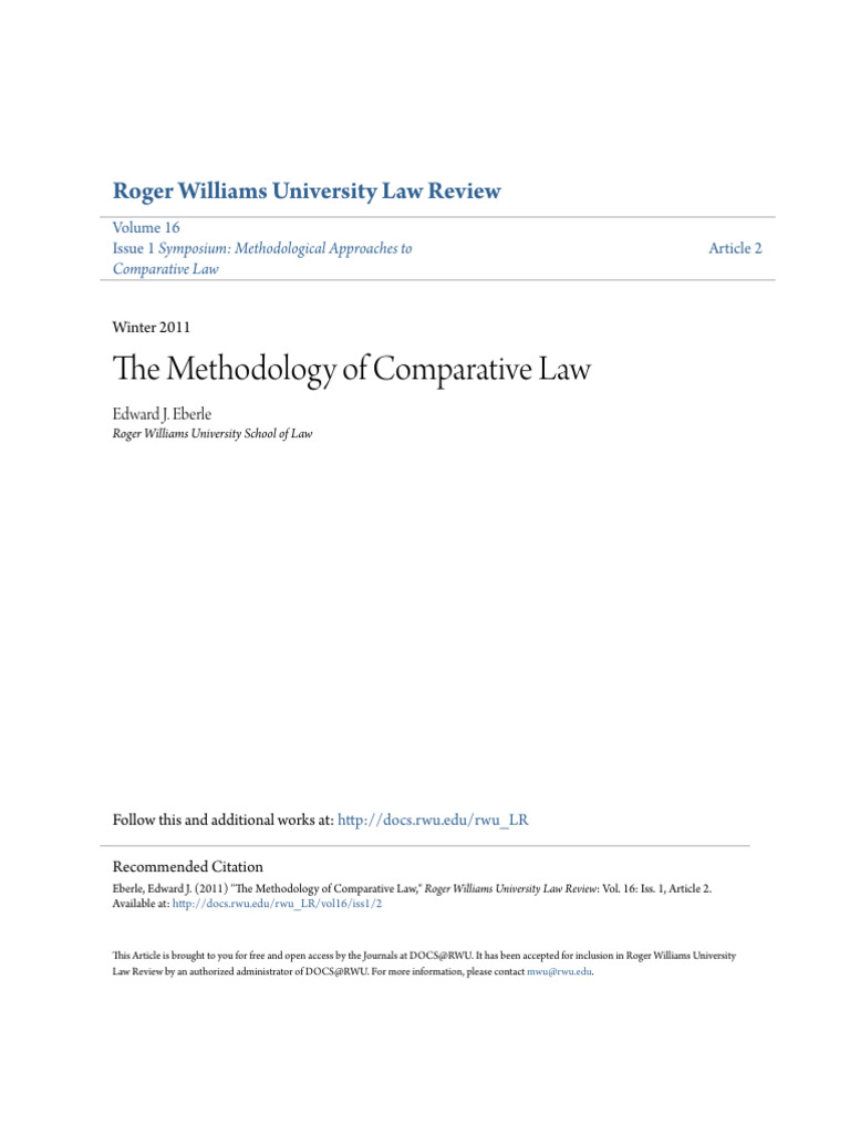 The Methodology of Comparative Law | PDF | Freedom Of Speech | Methodology