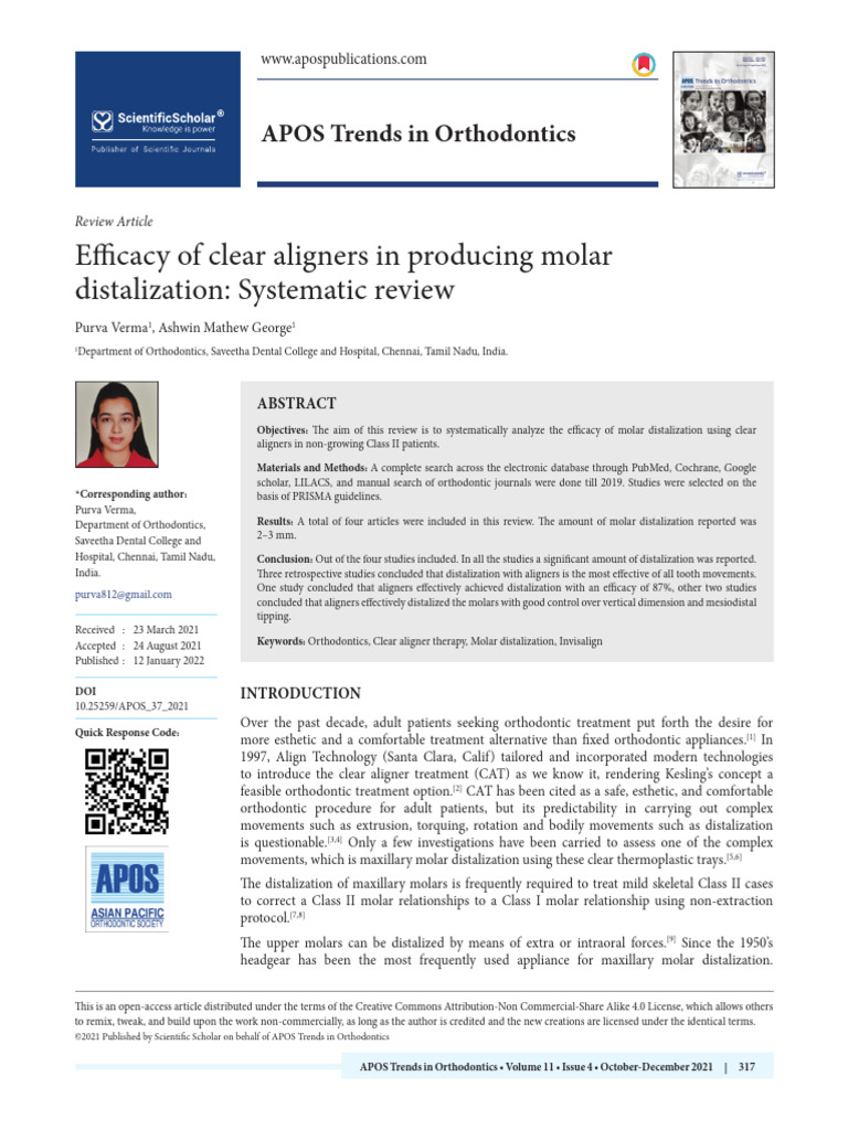 2 Efficacy of clear aligners in producing molar distalization ...