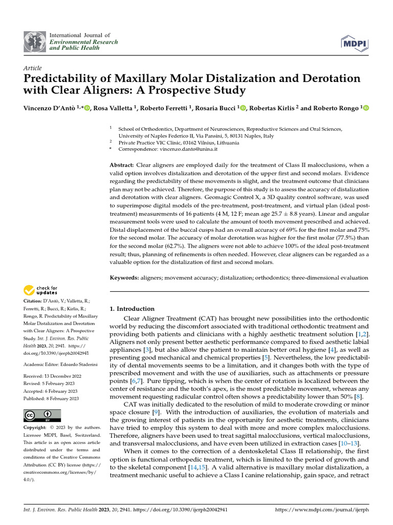 6 Predictability of Maxillary Molar Distalization and Derotation With ...