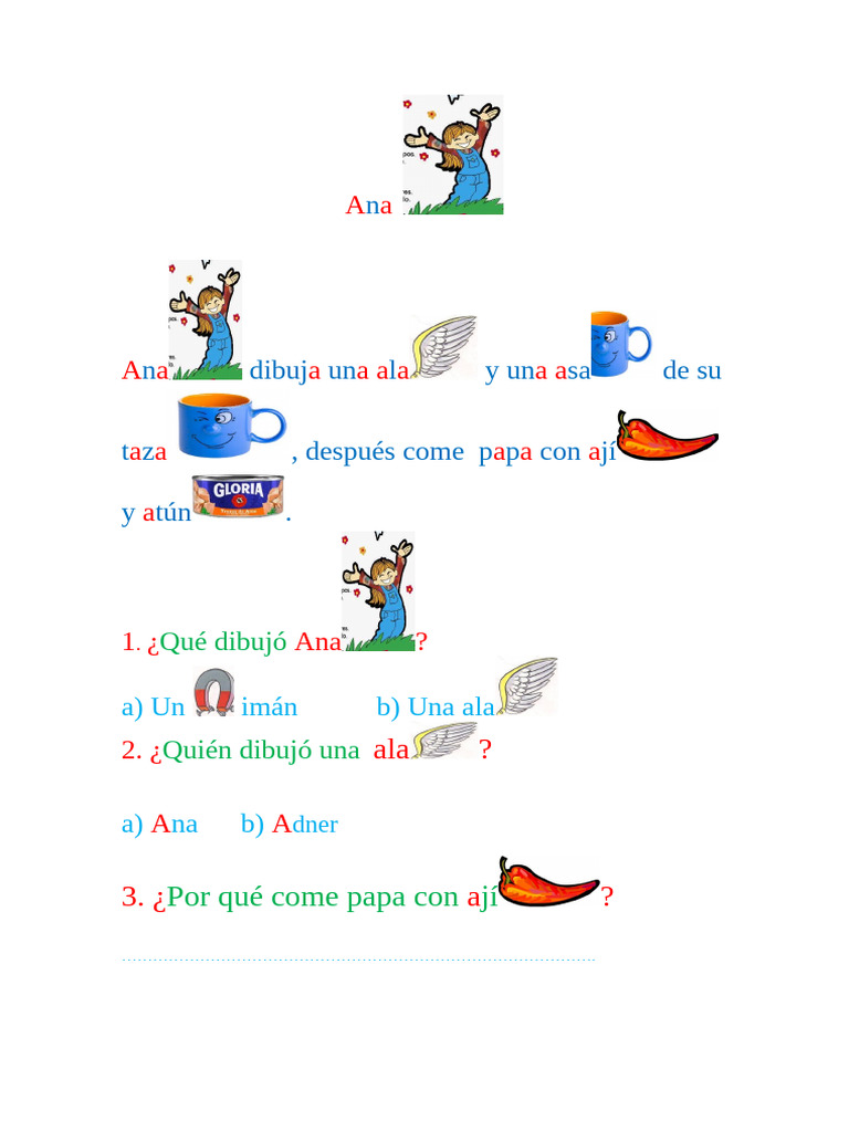 Practica La Vocal Aa | PDF
