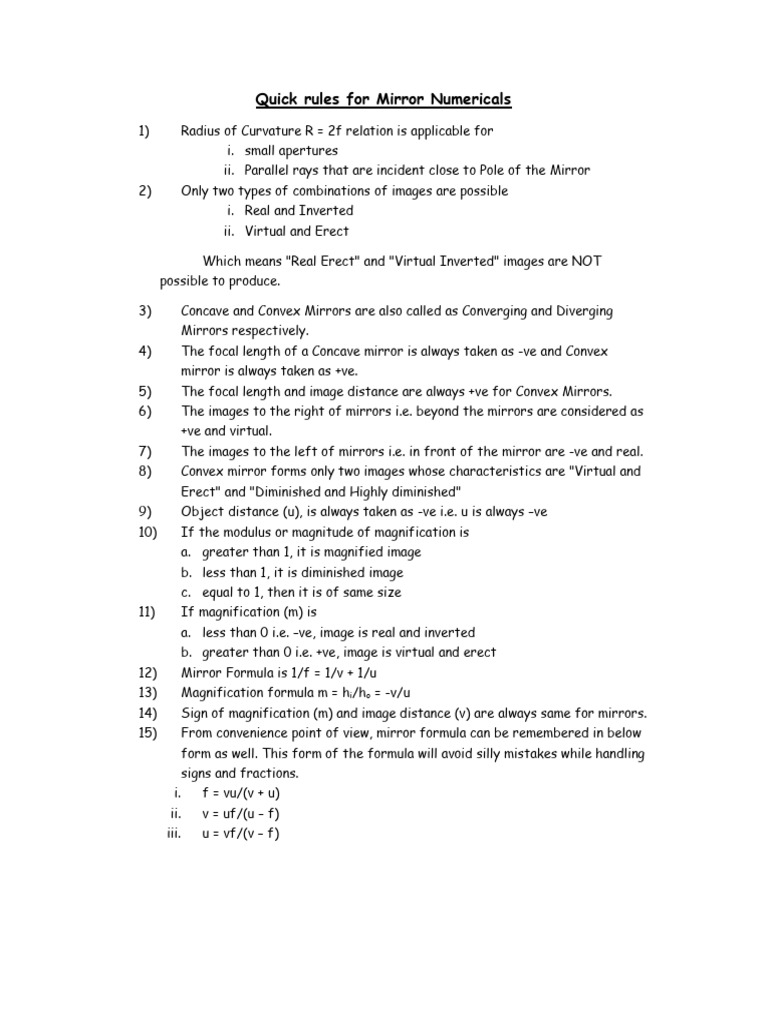 Light Reflection - Important Observations | PDF