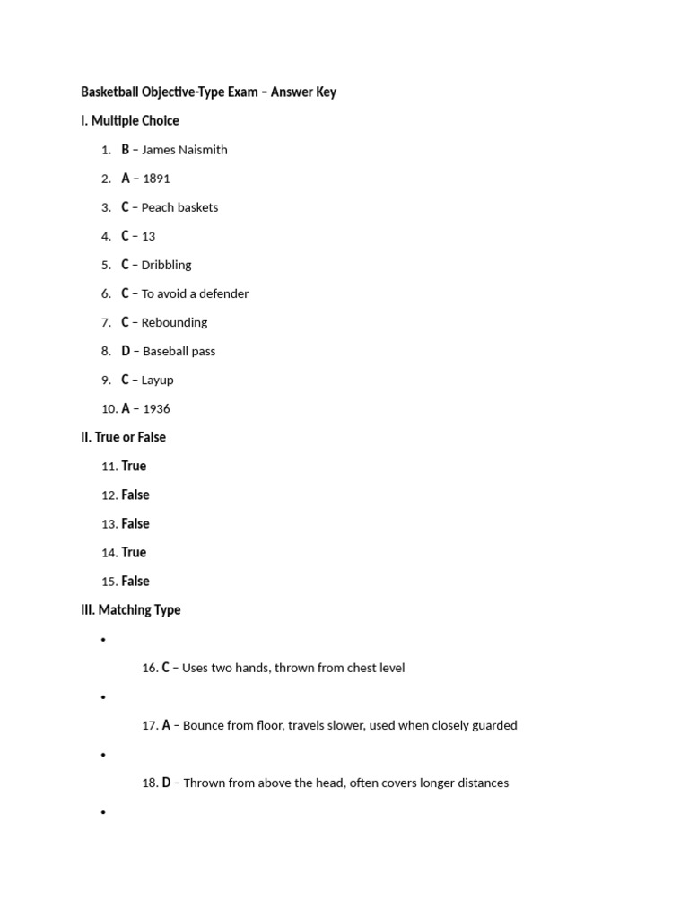 Basketball Objective | PDF