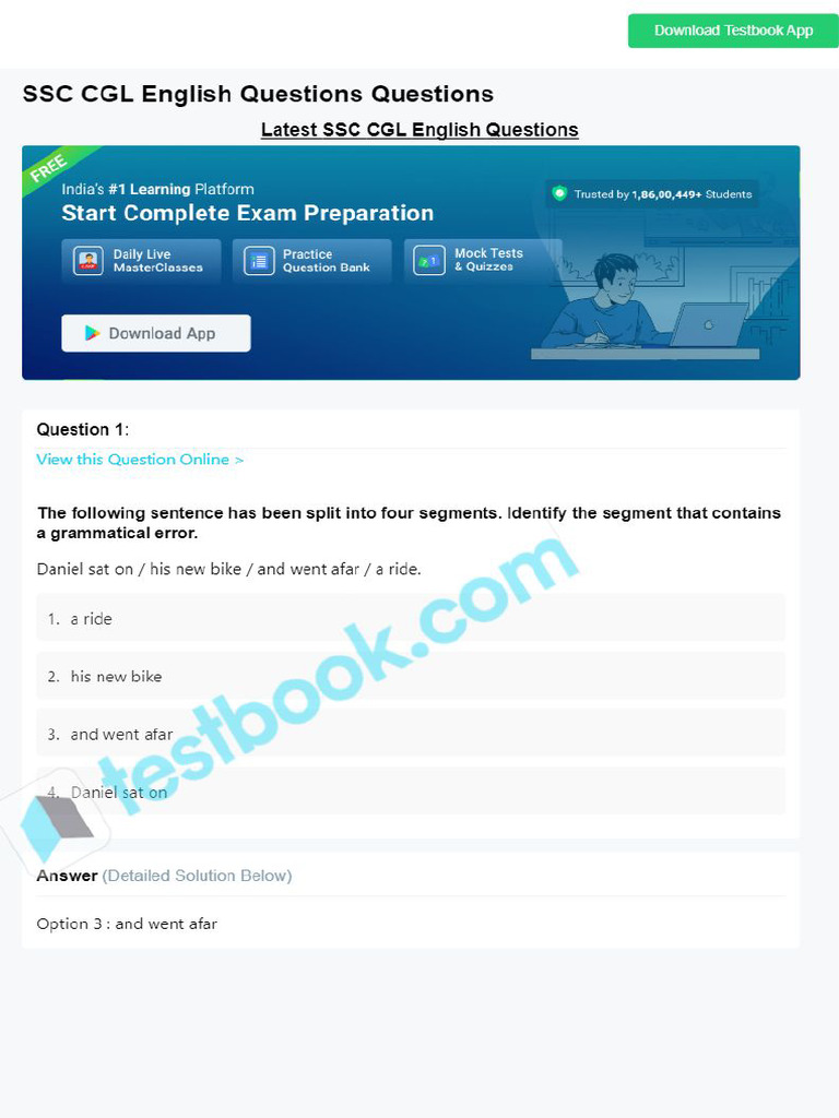 SSC CGL English Question | PDF