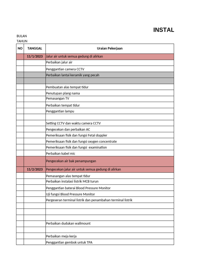 Laporan Kegiatan Pemeliharaan IPSRS BLN November 2023 | PDF