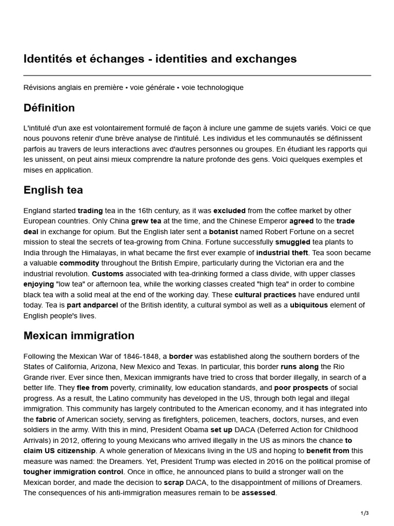 Identities and Exchanges in Culture | PDF | Deferred Action For ...