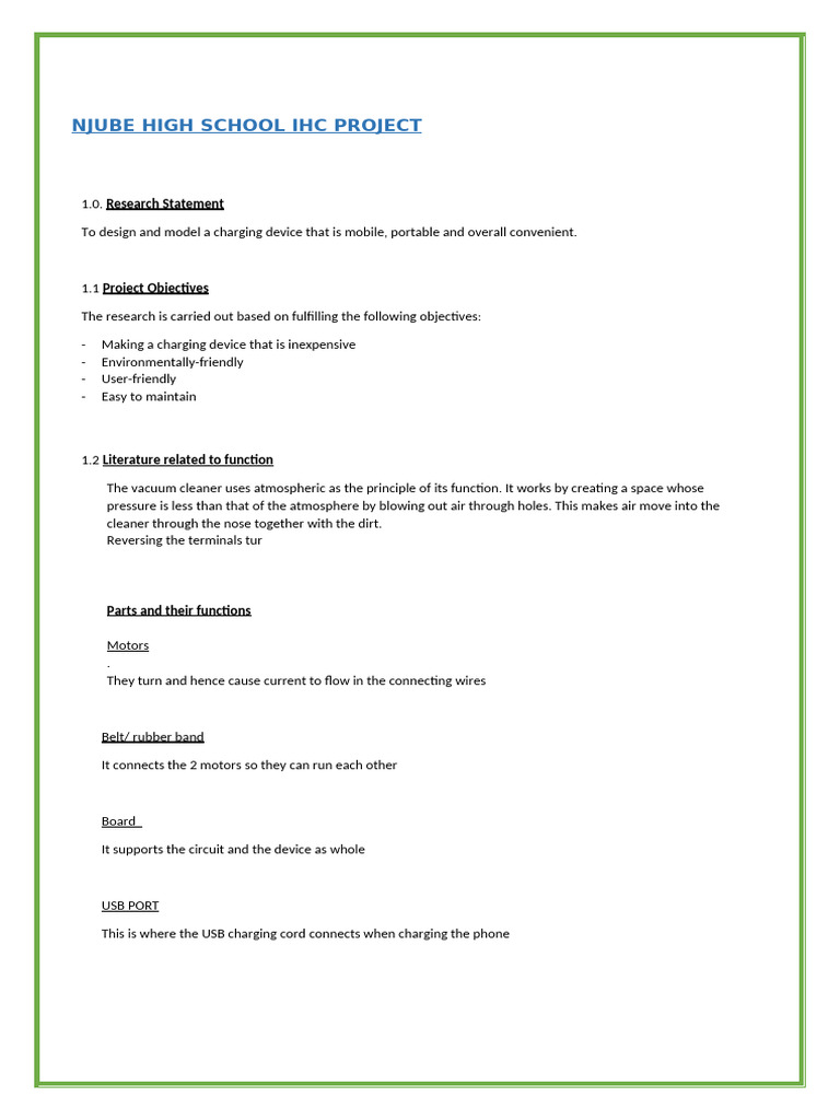 Njube High Ihc Project | PDF