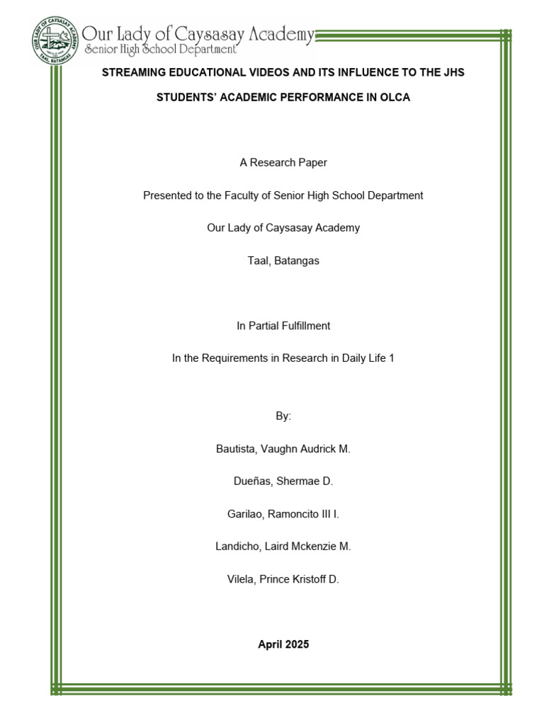 TITLE PAGE For Research | PDF