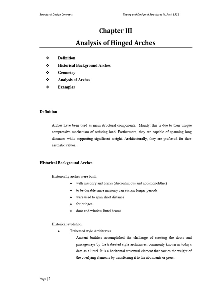 Analysis of Hinged Arch Structures | PDF | Building Engineering ...