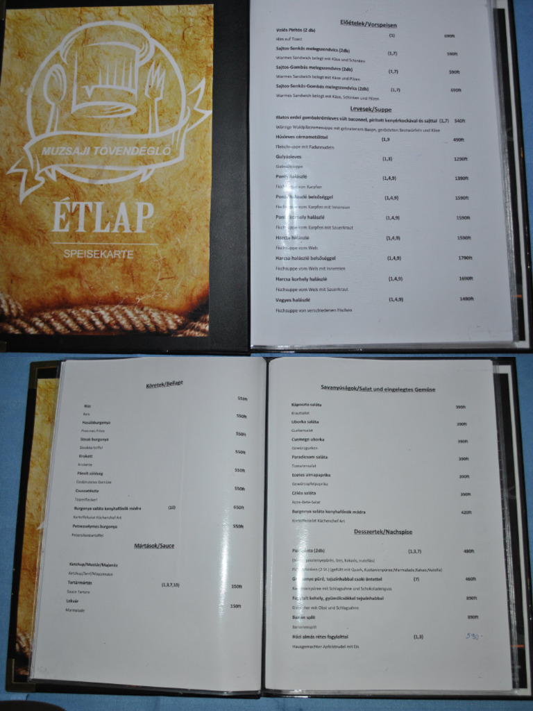 Muzsaji-Horgaszto-Vendeglo-es-Pizzeria-Etlap | PDF