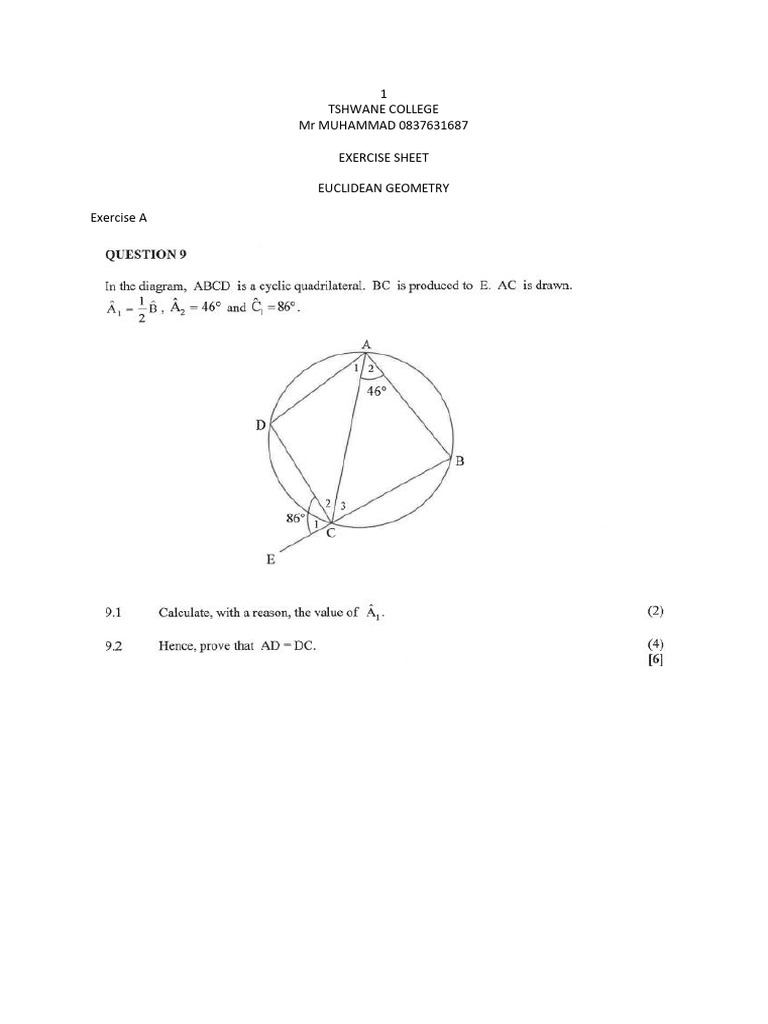 Exercise Sheet Euclidean | PDF | Geometry | Classical Geometry