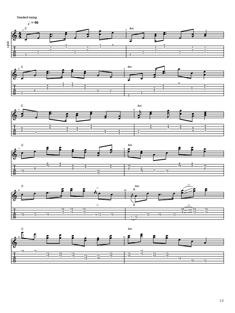 C-Am 5 Chord Forms Etude | PDF