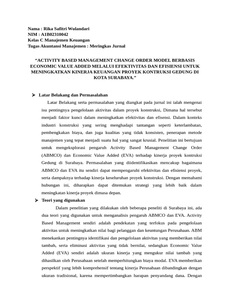 Tugas Akmen Meringkas Jurnal | PDF