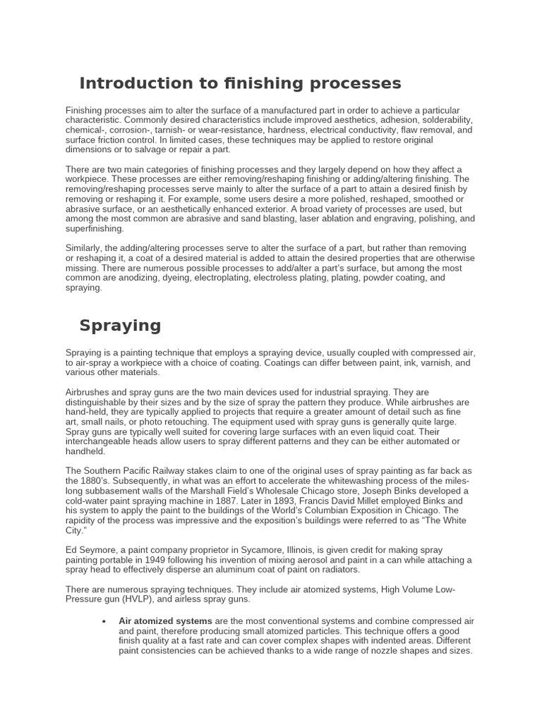 Introduction To Finishing Processes | PDF | Chemical Substances ...