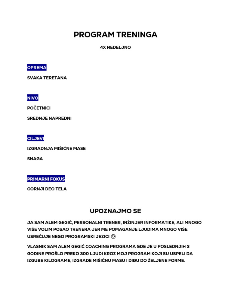 Program Treninga | PDF