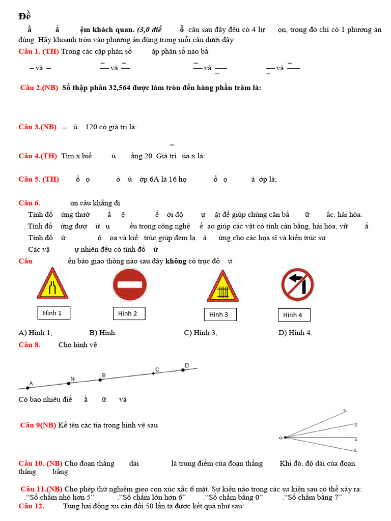 Đề 1 - lop 6 HKII | PDF