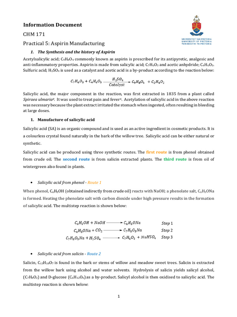 P5 Aspirin Info Doc CHM 171 2904 (1) | PDF | Life Cycle Assessment | Aspirin