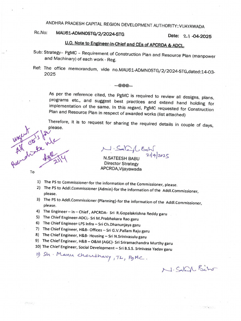 U O Note - Requirement of Construction Plan and Resource Plan | PDF