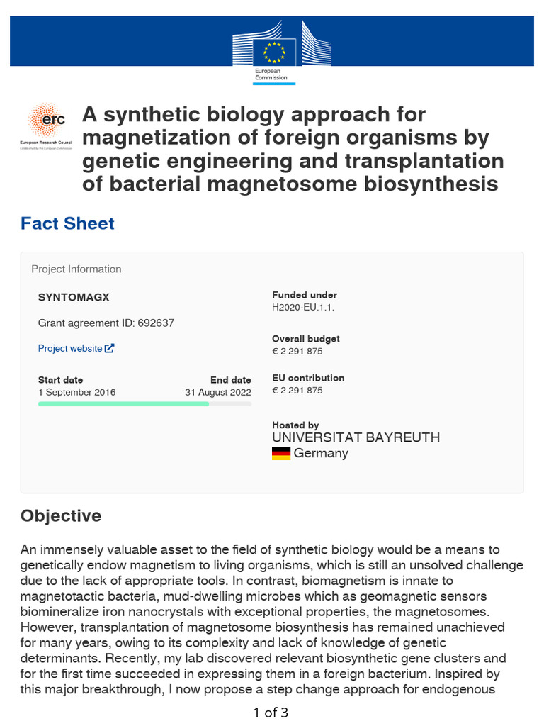 A Synthetic Biology Approach For Magnetization of Foreign Organisms by ...
