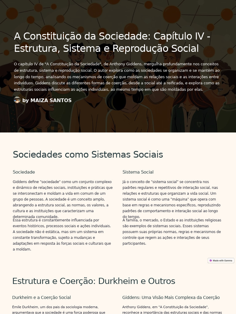 A Constituicao Da Sociedade Capitulo IV Estrutura Sistema e Reproducao ...