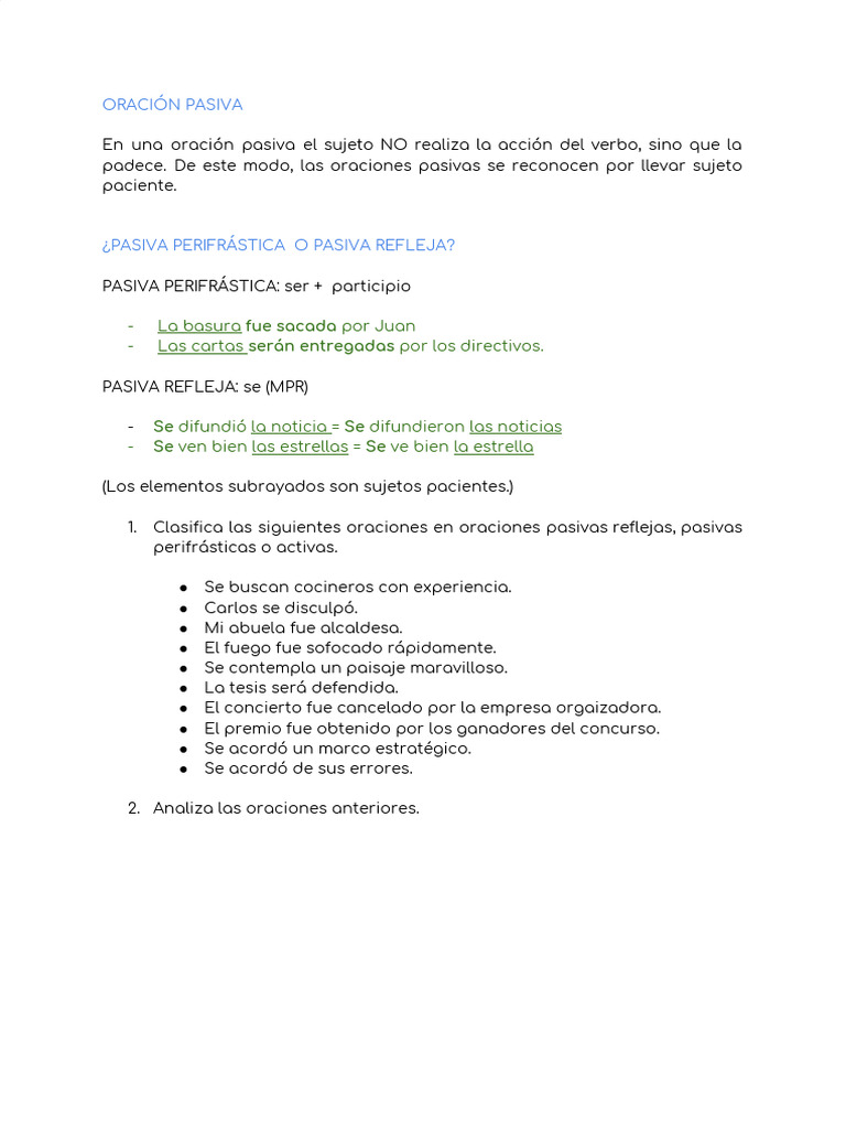 Oración Pasiva | PDF