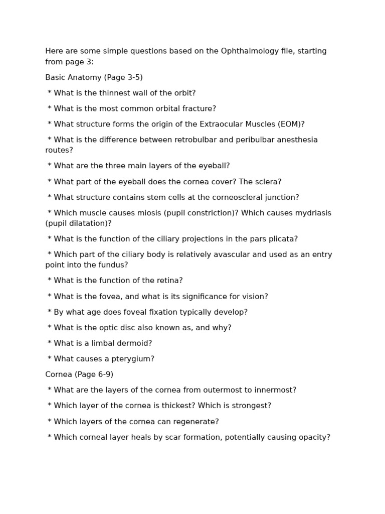 Ophthalmology Edition 8 Questions | PDF | Glaucoma | Cataract