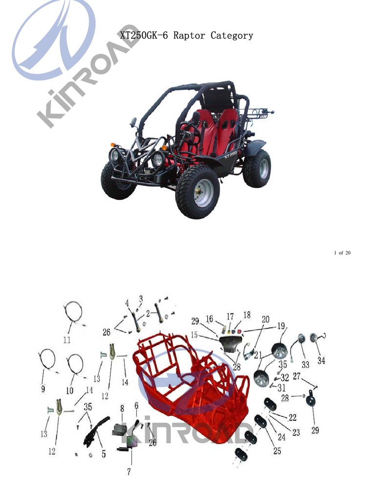 1-Kinroad XT250GK-6 Raptor Parts Manual | PDF | Screw | Motor Vehicle