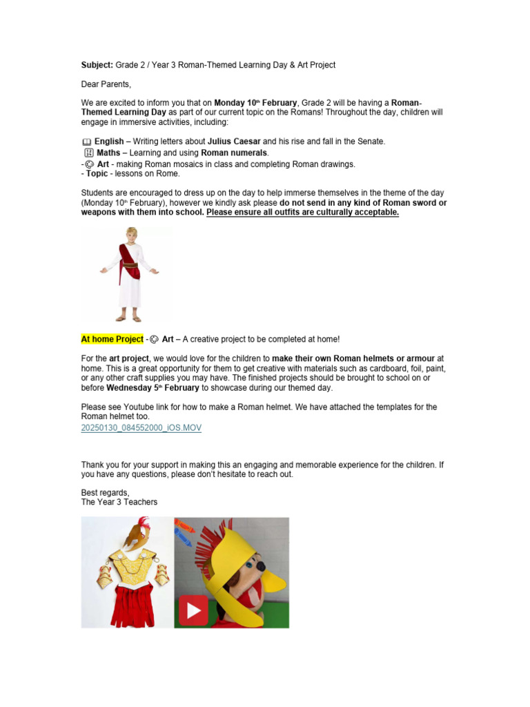 Roman Day - Letter | PDF