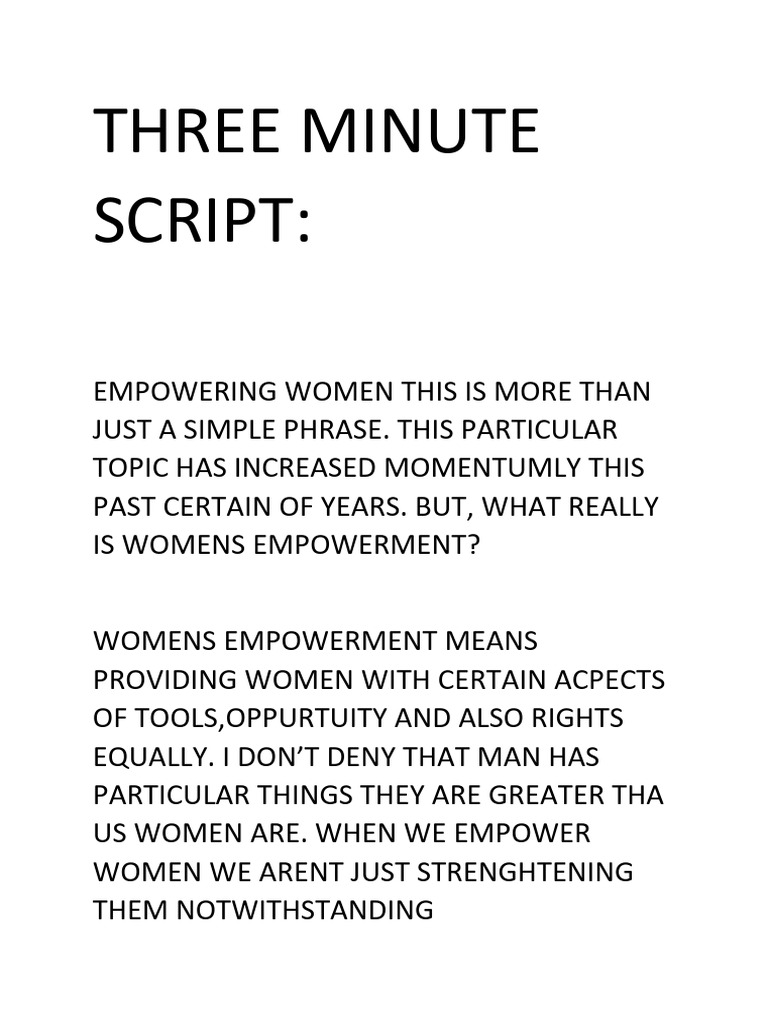 Three Minute Script | PDF