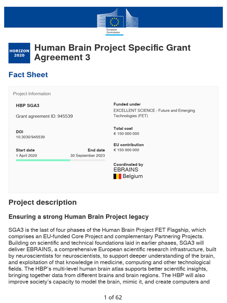 CORDIS - Project - 945539 - Human Brain Project Specific Grant ...