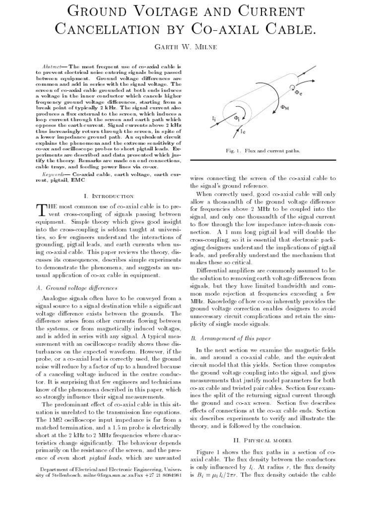 Ground Voltage and Current Cancellation by Co-Axial Cable - Garth W ...