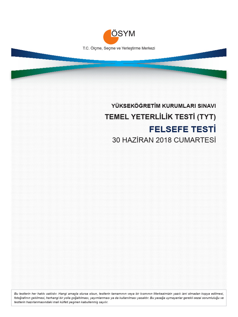 2018 Tyt Felsefe Cikmis Sorular | PDF
