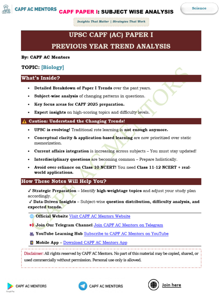 CAPF Biology Trends: Focus on Biotechnology | PDF | Biotechnology ...
