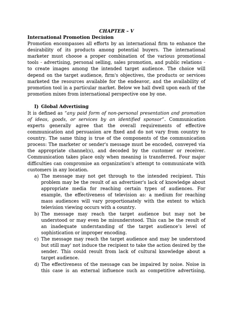 I.M Chapter V - International Promotion Decision - 2 | PDF | Sales ...