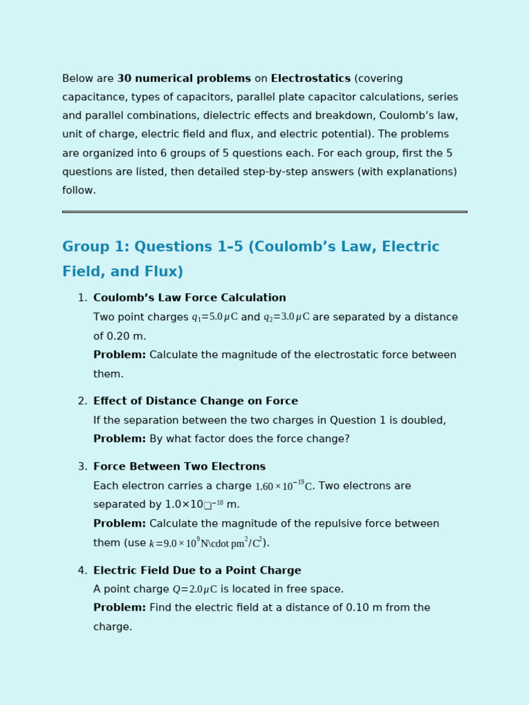 Physics Unit 3 Numericals | PDF | Capacitor | Capacitance
