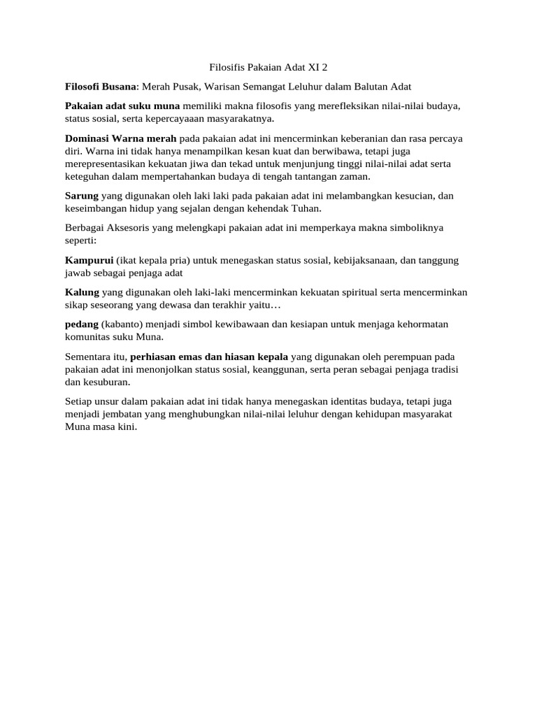 Filosifis Pakaian Adat Suku Muna | PDF