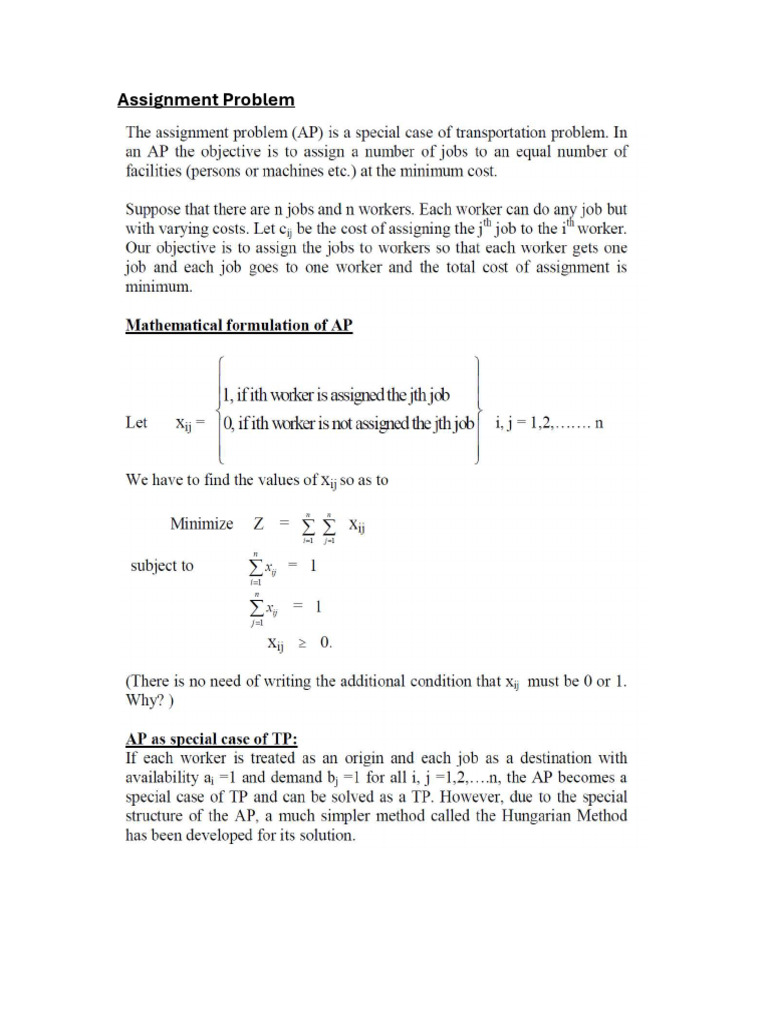 Week 4 Discussion Materials (Assignment Problem) | PDF