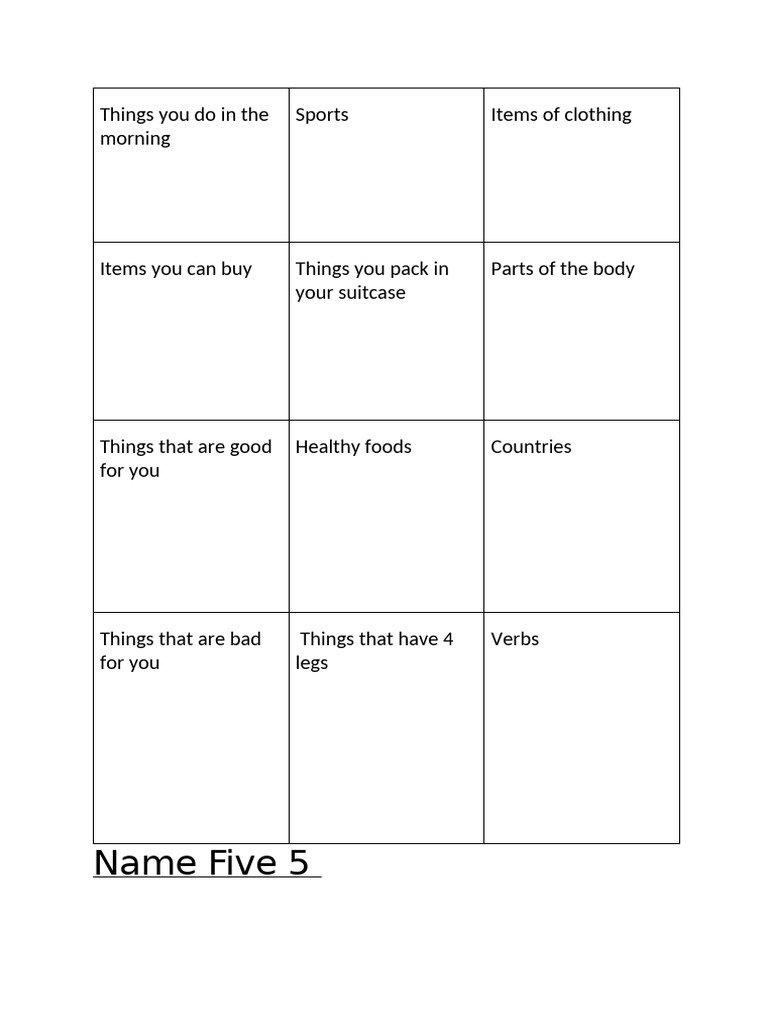 No Prep Warmup Activity Name Ten Conversation Topics Dialogs Fun ...