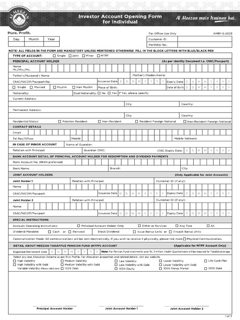 Al Meezan Form | PDF