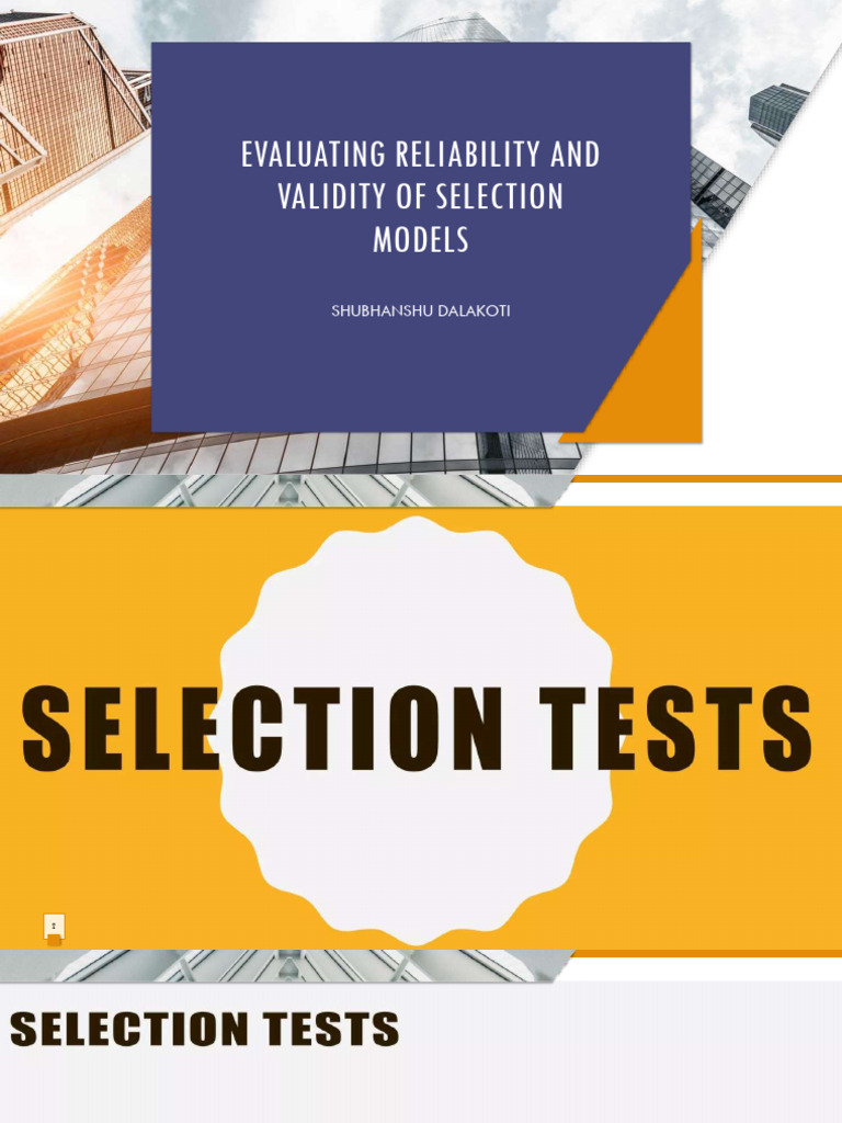 Unit-2 Evaluating Reliability and Validity of Selection Models | PDF