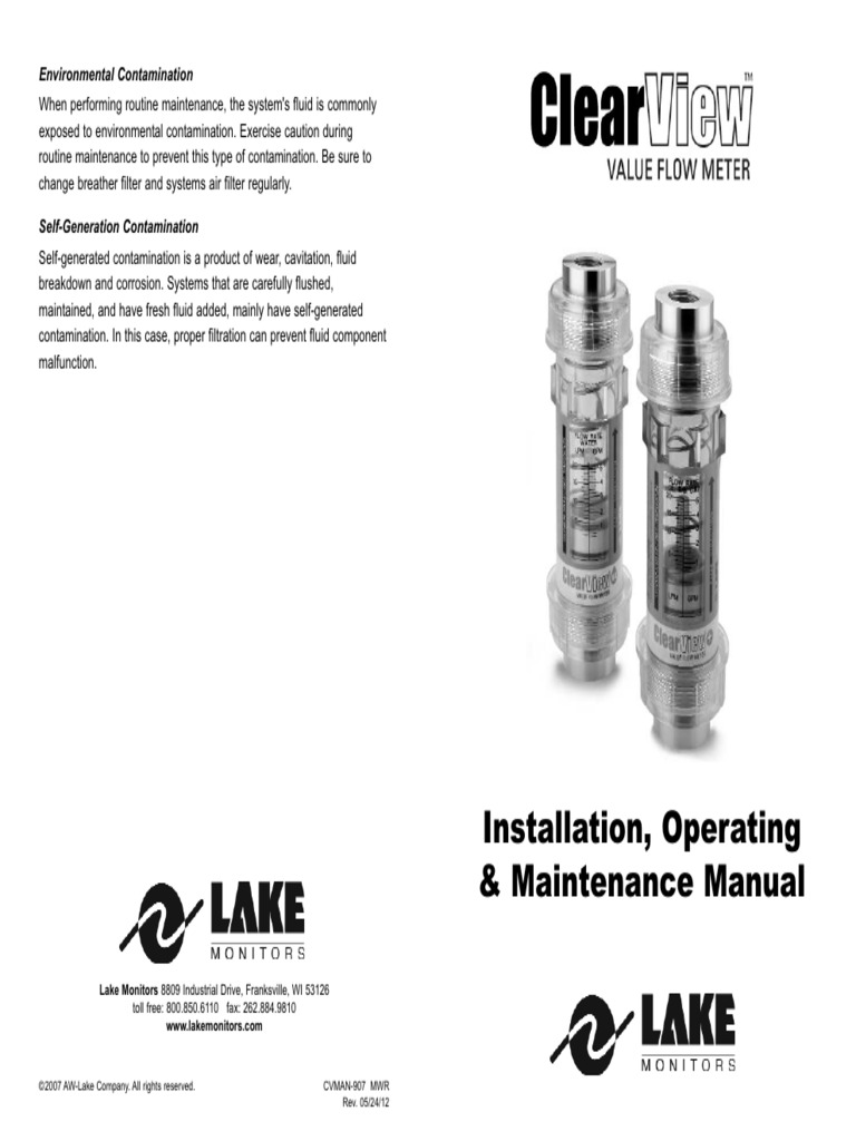 Clear View Flow Meter Manual | PDF | Flow Measurement | Pipe (Fluid ...