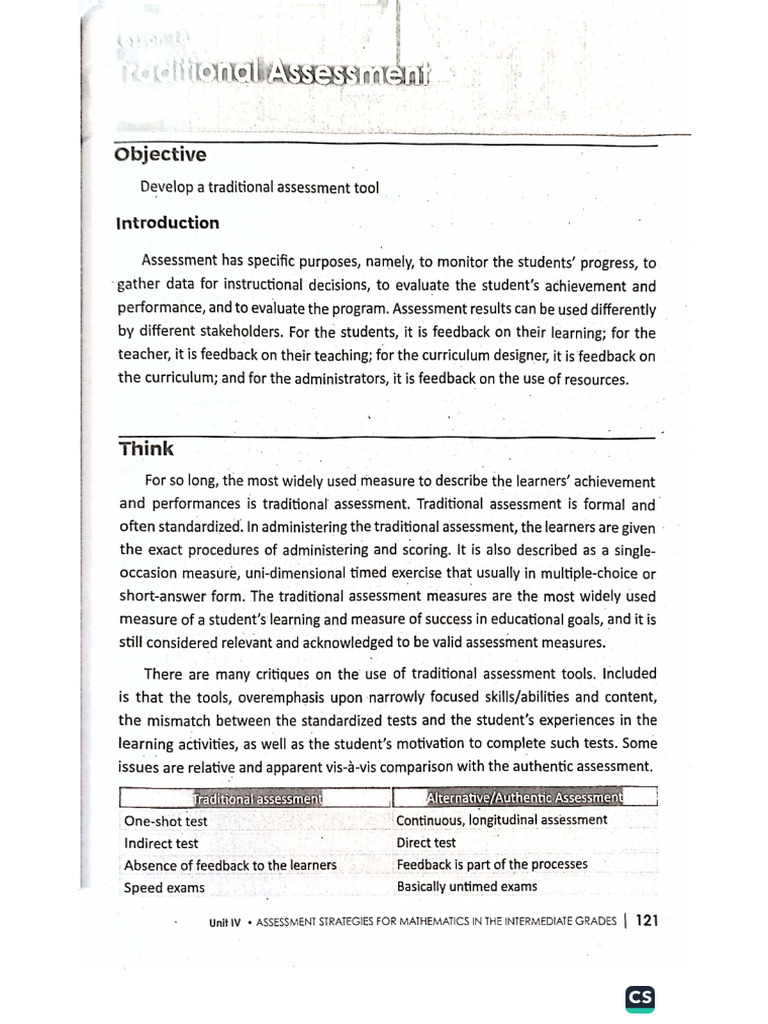 Traditional Assessment | PDF