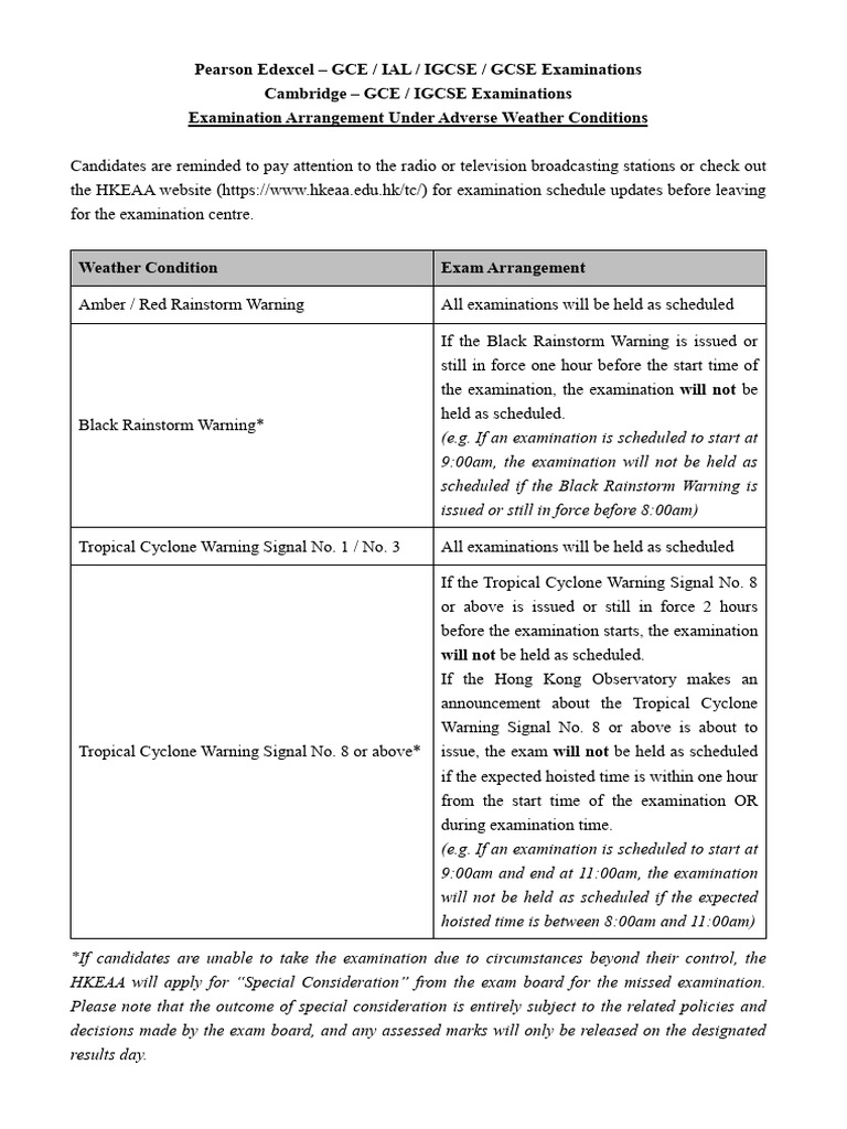 D Examination Arrangement Under Adverse Weather Condition | PDF ...