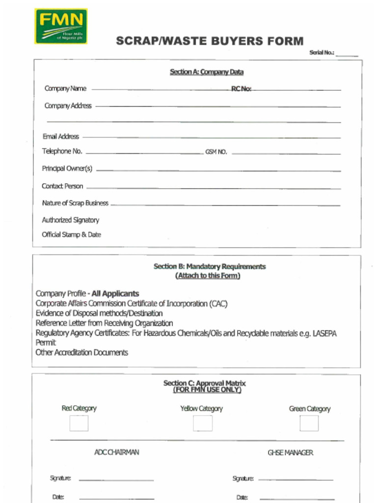 Scrap Vendor's Registration Form | PDF